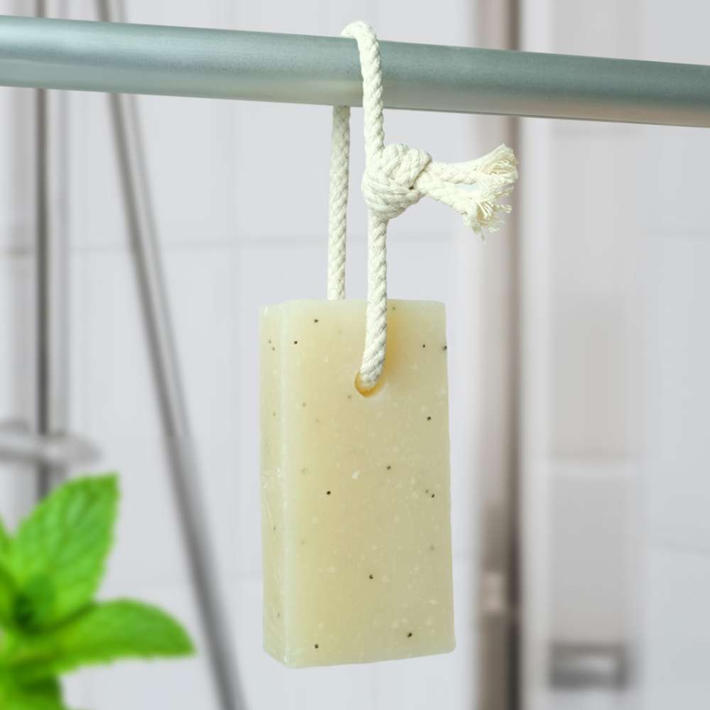 Friendly Soap Peppermint & Poppy Seed Soap on a Rope | Posh Soaps